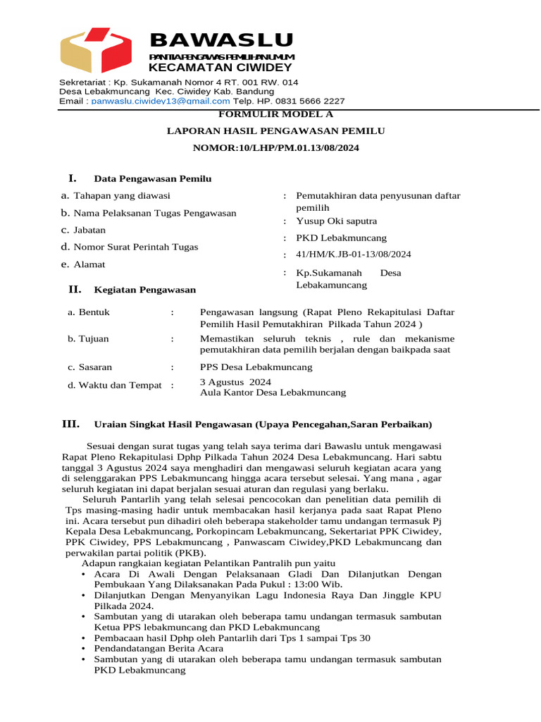 LHP Rekap DPHP 3 Agustus | PDF