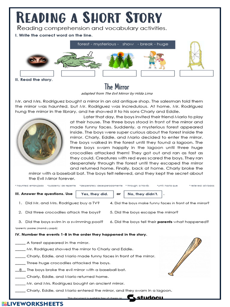 Short Story Worksheet | PDF