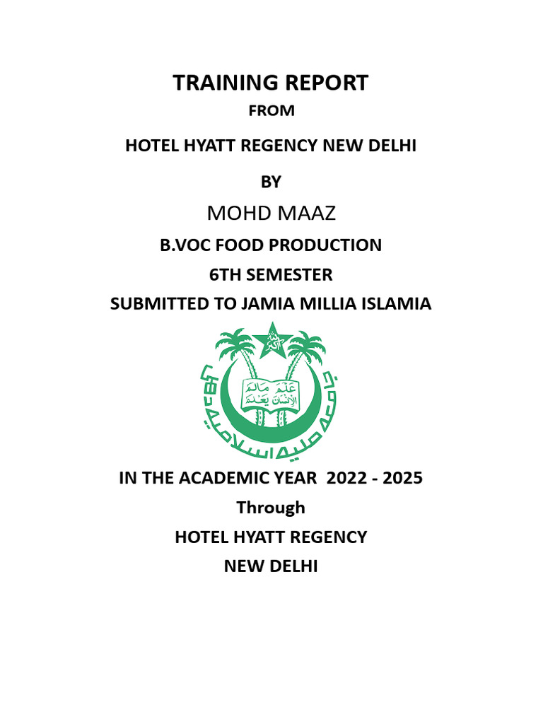 Industrial Training Maaz | PDF | Chef | Restaurants