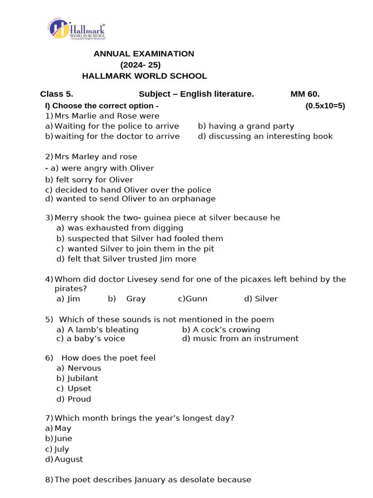 5 Eng Literature Annual. | PDF
