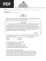 Grade - 4 - Phil IRI Testing Kit - Pre Test | PDF