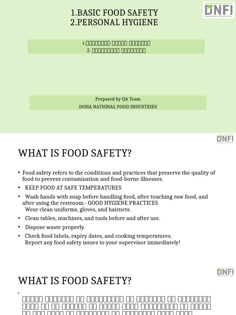Basic Food Safety, Personal Hygiene, Cleanliness and Sanitation | PDF ...