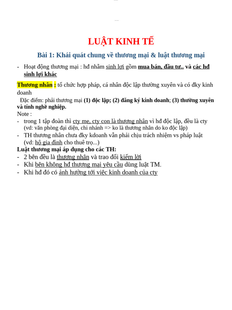 Tom Tat Ly Thuyet Luat Kinh Te 2550 | PDF