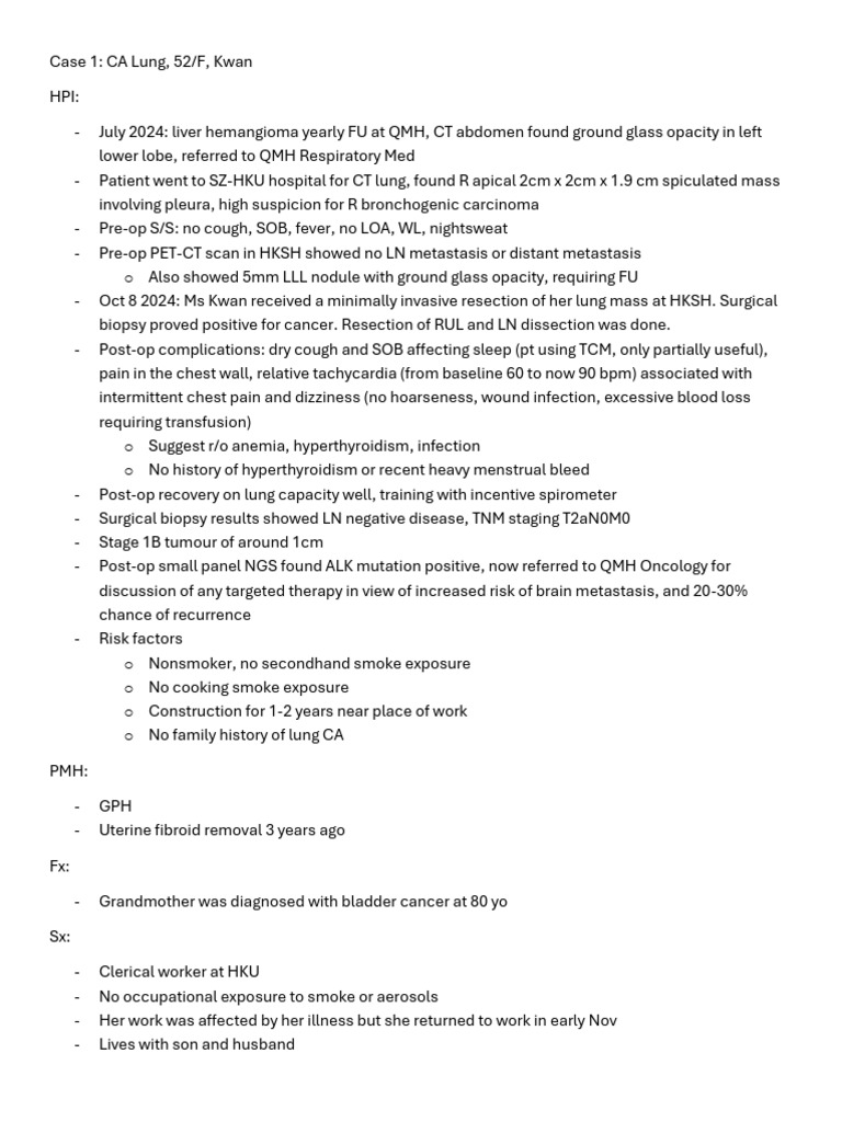 Clinical Oncology OPD Notes | PDF | Breast Cancer | Lung Cancer