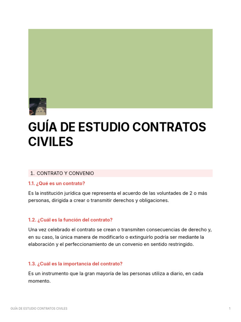 Guia de Contratos Civiles Parcial 1 | PDF | Intención (Derecho Penal ...