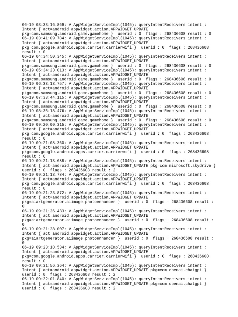 Appwidget History Log0 | PDF