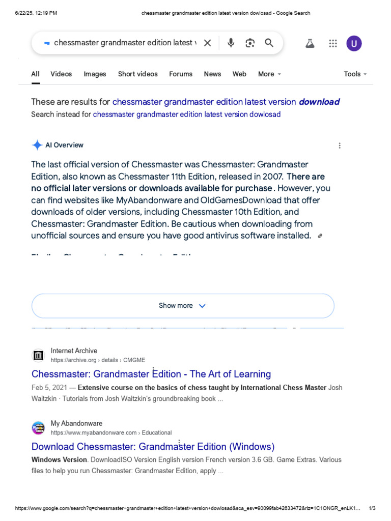 Chessmaster Grandmaster Edition Latest Version Dowlosad - Google Search ...