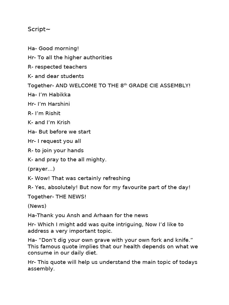 Assembly Skit | PDF