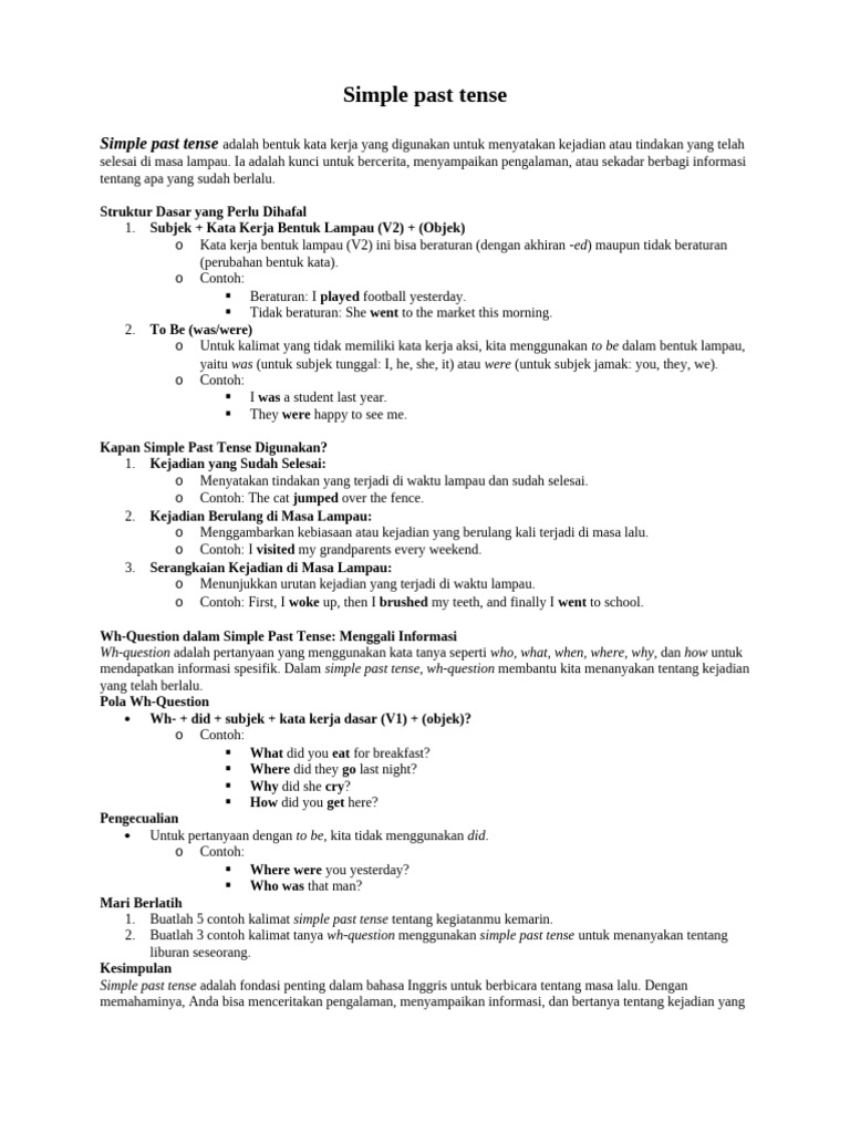 Materi Simple Past Tense | PDF