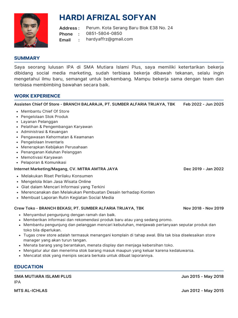 CV - Hardi Afrizal Sofyan | PDF