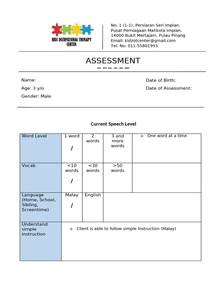 Assessment Report Template (Penang) | PDF | Perception | Cognitive Science