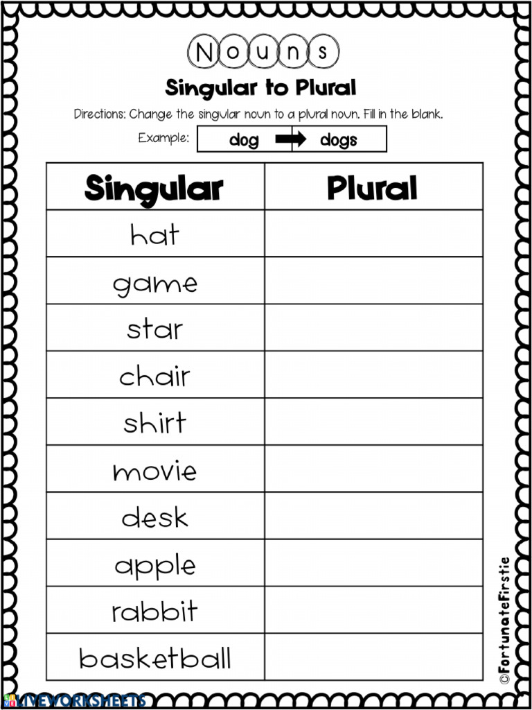 Singular Plural Exercise | PDF