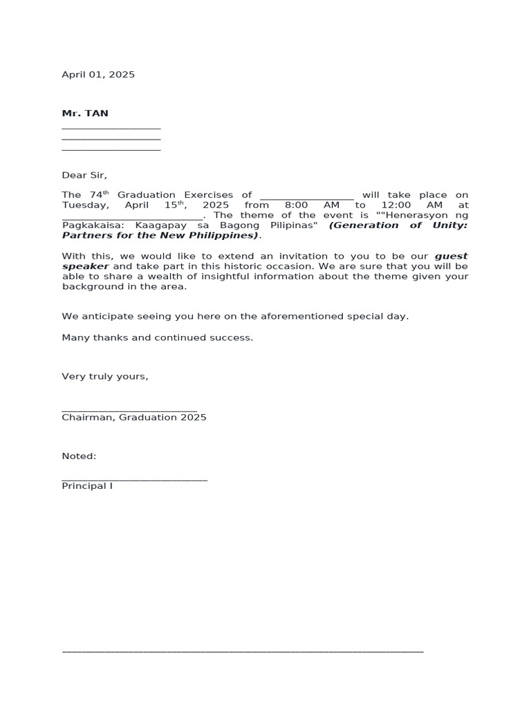 Letter Invitation To Mr. Tan | PDF