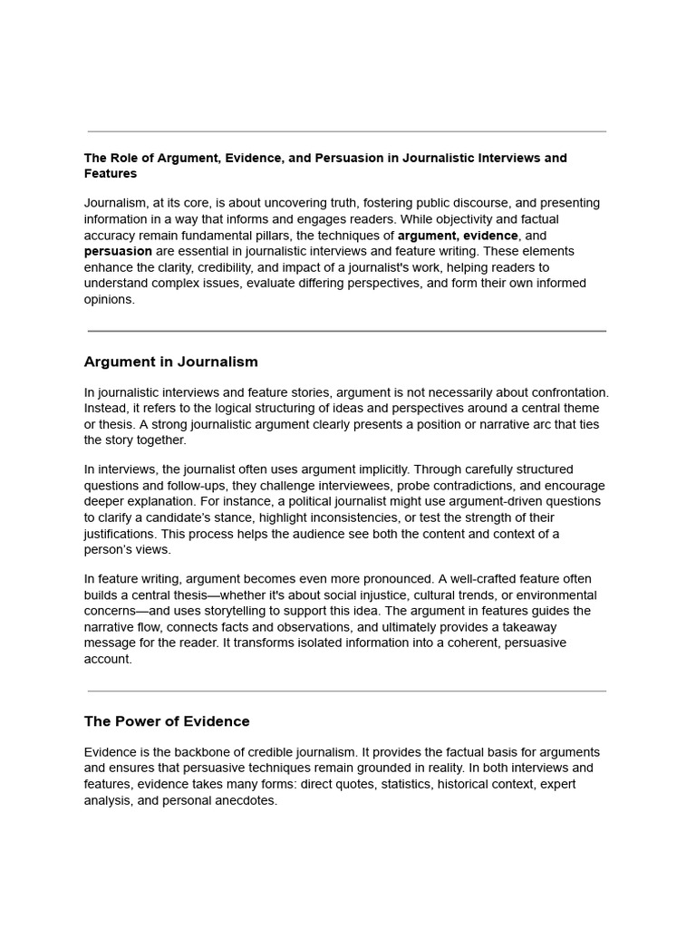 Role of Argument, Persuasion and Evidence | PDF | Argument | Evidence