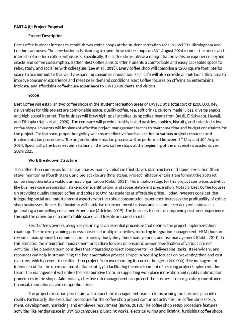 Best Coffee Shop Project Proposal | PDF | Coffee | Coffeehouse