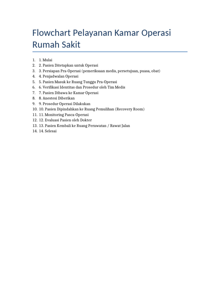 Proses Pelayanan Kamar Operasi | PDF