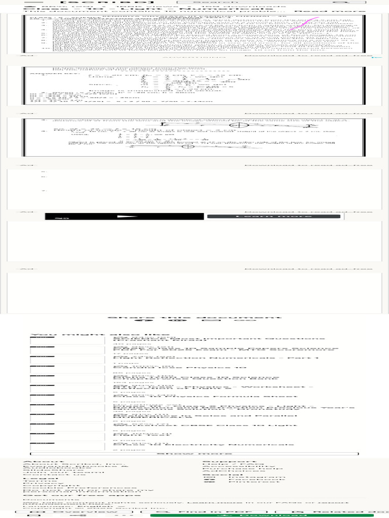 Class - 10 - Light - Numericals PDF Optics Electromagnetic Radiation ...