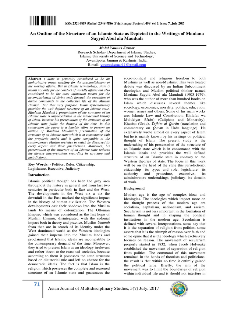 Maududi's Islamic State Structure | PDF | Caliphate | Secularism