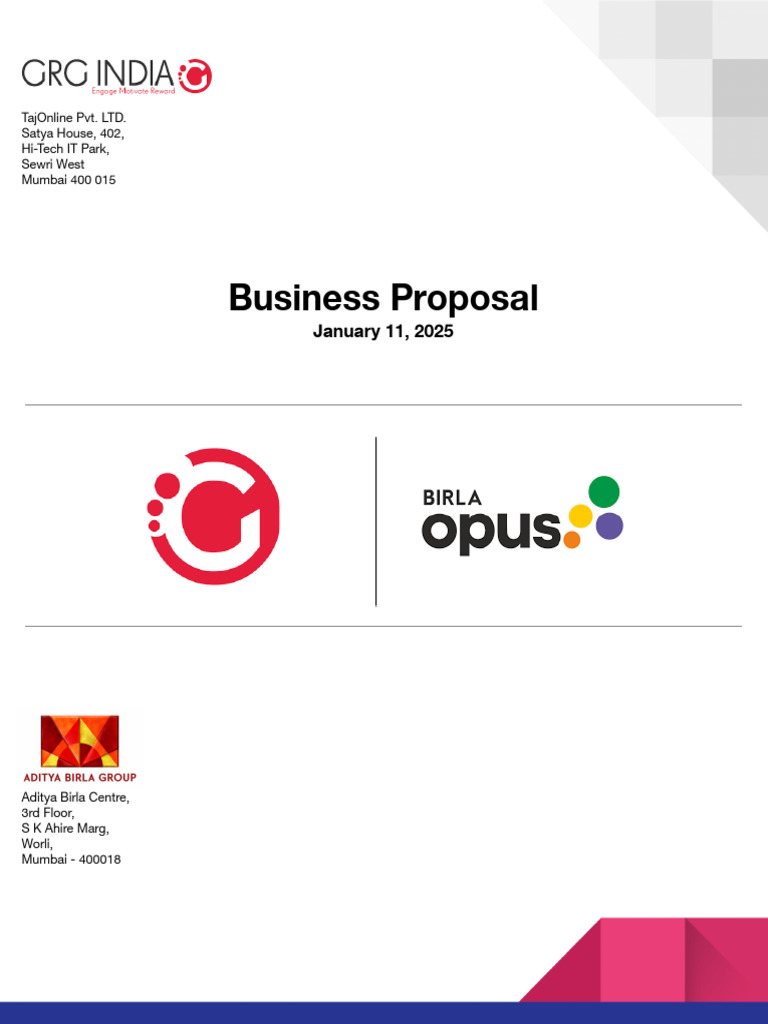 GRG - Birla Opus - Business Proposal 2025 | PDF | Incentive | Business