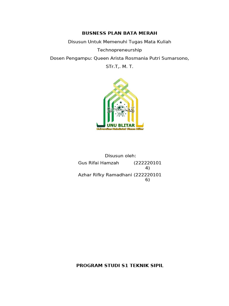 Rencana Bisnis Produksi Bata Merah | PDF