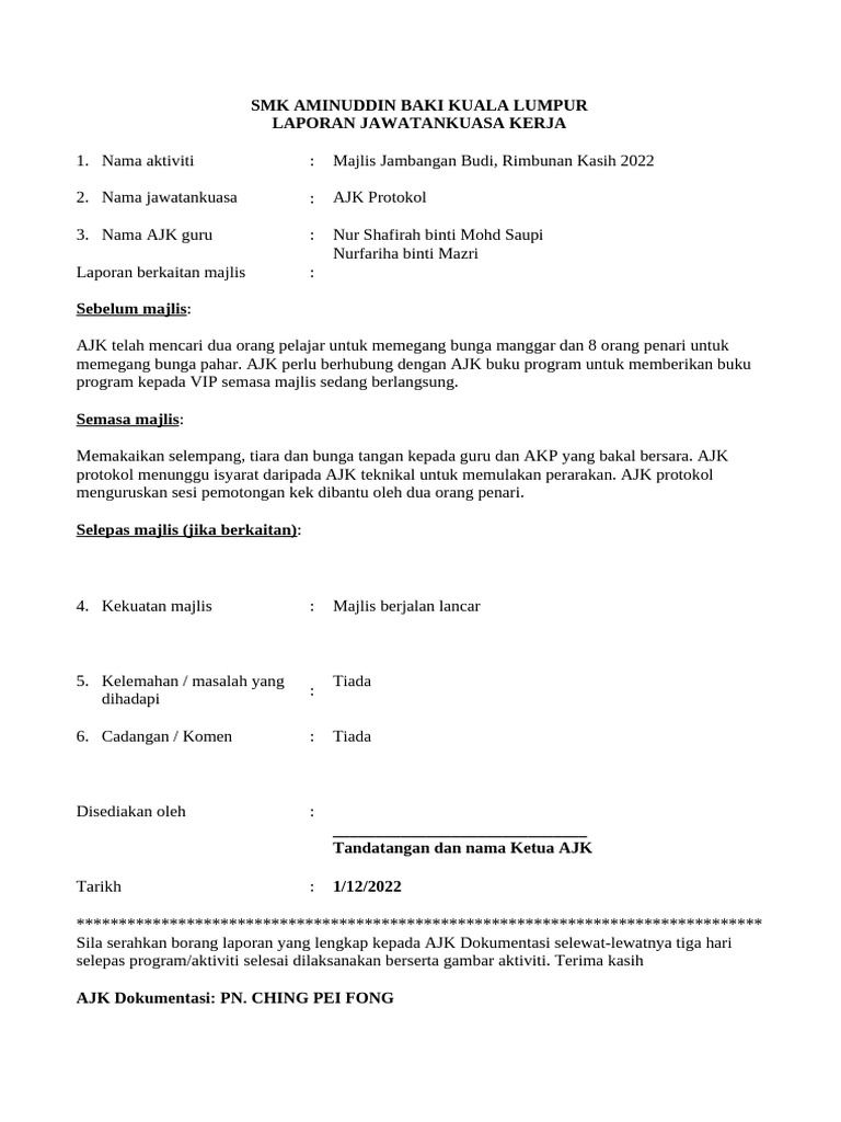 Laporan Persaraan PN Jamilah | PDF