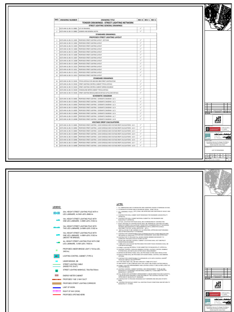 Street Light Design Drawings for Abu Dhabi | PDF | Lighting | Street Light