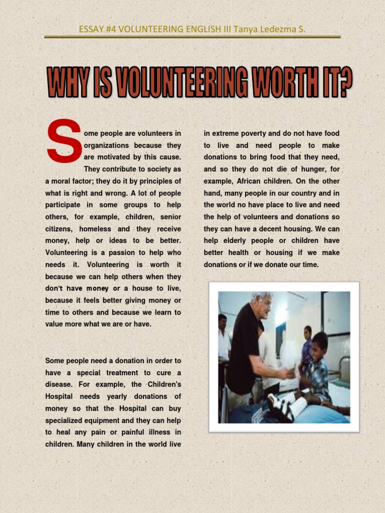 Essay #4 Volunteering English Iii Tanya Ledezma S | PDF | Volunteering ...