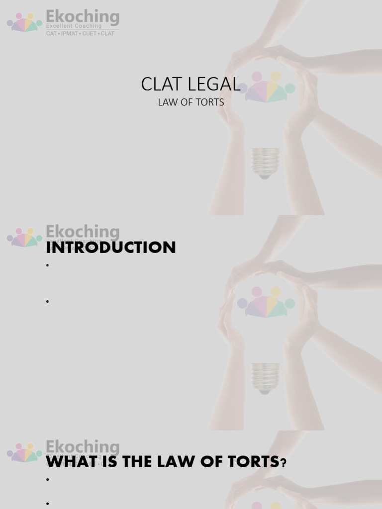 Law of Torts (Introduction) | PDF | Tort | Damages