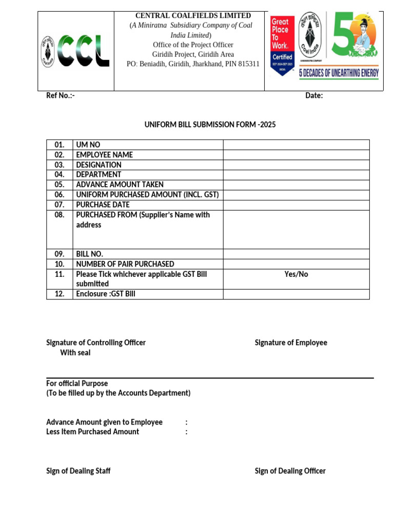Uniform Bill Submission Form | PDF
