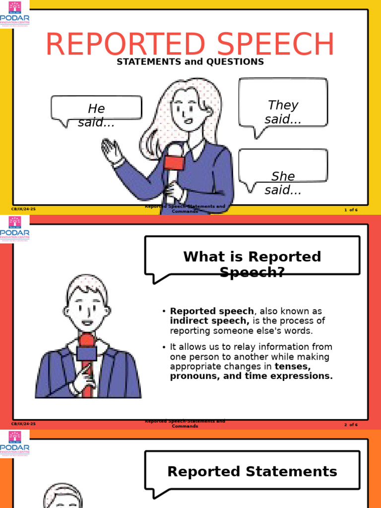 CB - IX - Eng - Reported Speech-Statements and Questions | PDF ...