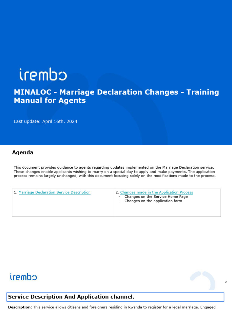 MINALOC - Marriage Declaration Changes - Training Manual For Agents ...