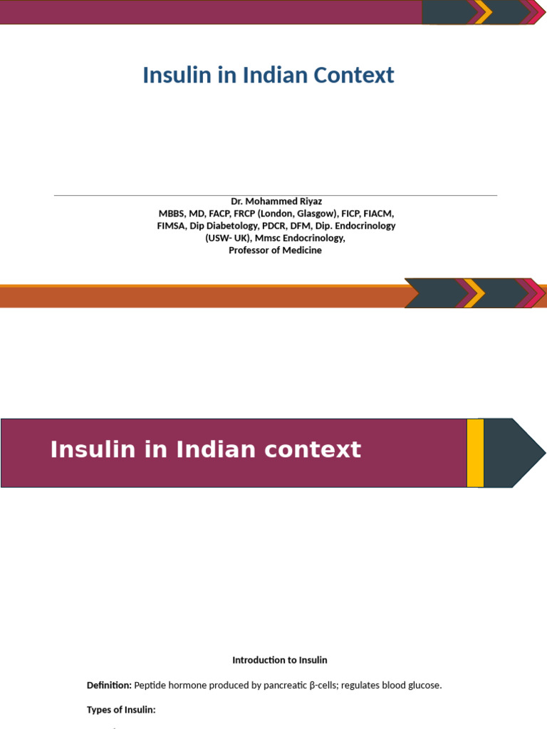 Insulin in Indian Context by Dr. Riyaz Mohammed | PDF