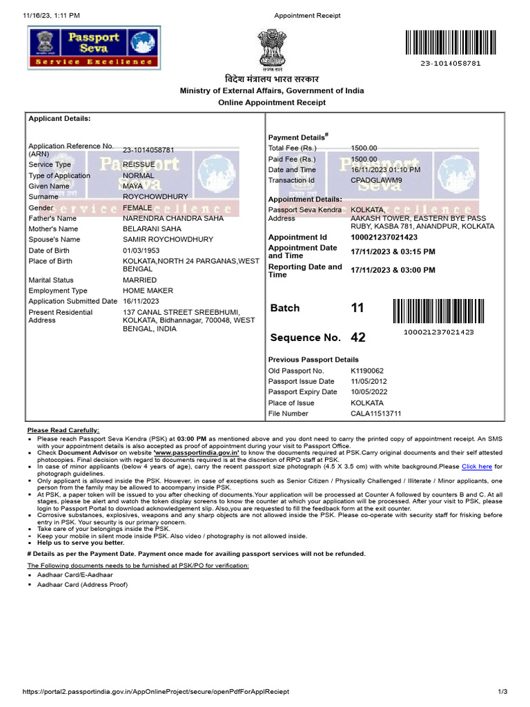 Appointment Receipt MAYA | PDF | Identity Document | Government And ...