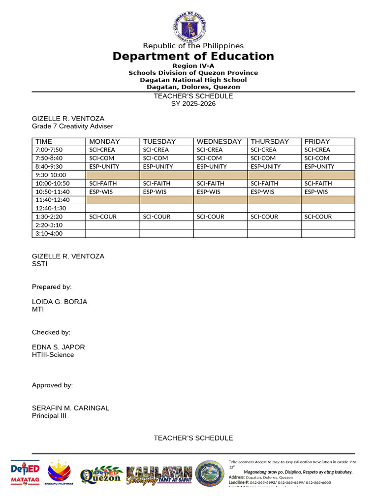 REGULAR SCIENCE MAPEH - Teachersked | PDF | Government | Asia