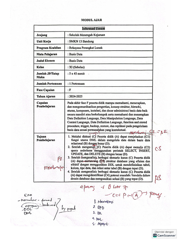Revisi Modul Ajar Basis Data | PDF
