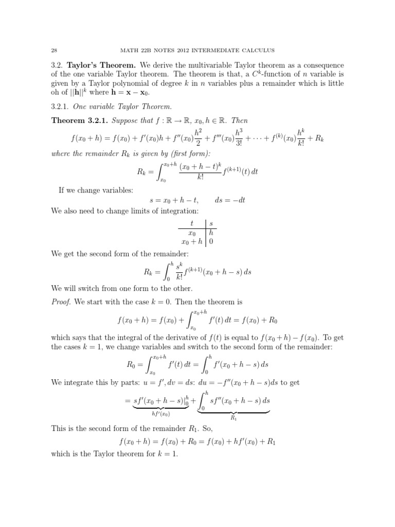 Taylor Theorem Of Several Variable Functions And Mappings Analysis