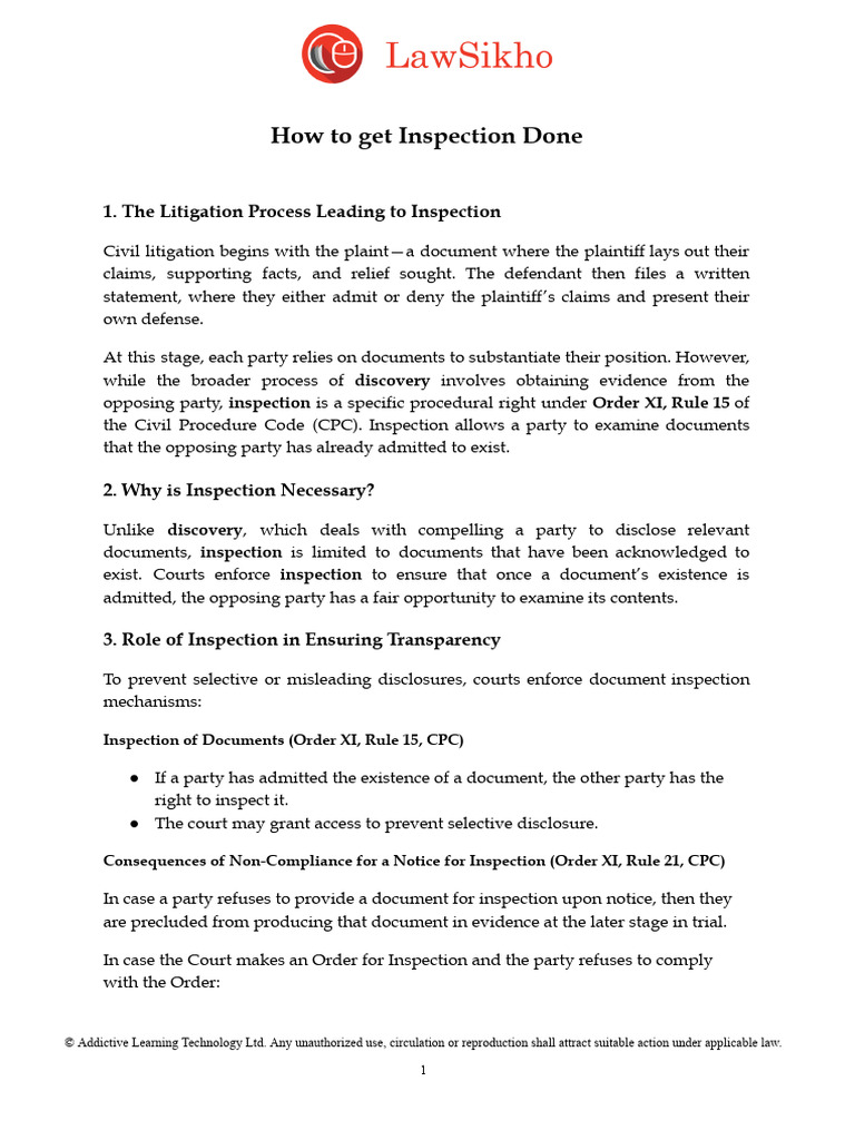 How To Get Inspection Done | PDF | Discovery (Law) | Lawsuit
