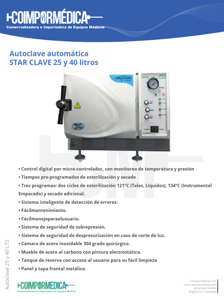 Autoclave STAR CLAVE 25 y 40 litros | PDF