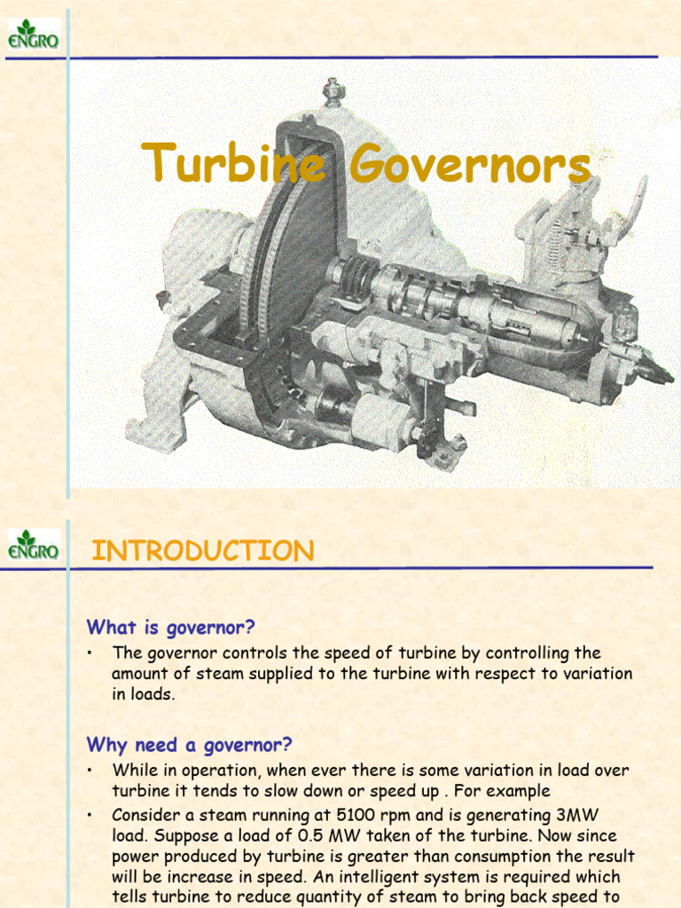 Basic Principle Turbine Governors & Types | PDF | Valve | Pump