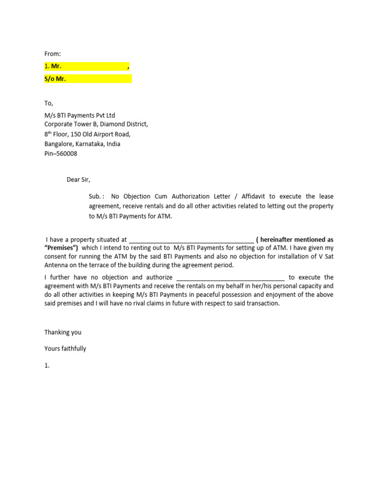 NEW NOC Format | PDF