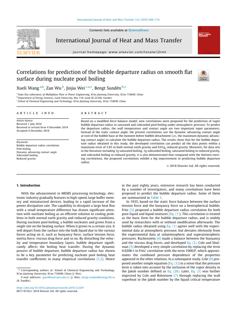 International Journal of Heat and Mass Transfer: Xueli Wang, Zan Wu ...