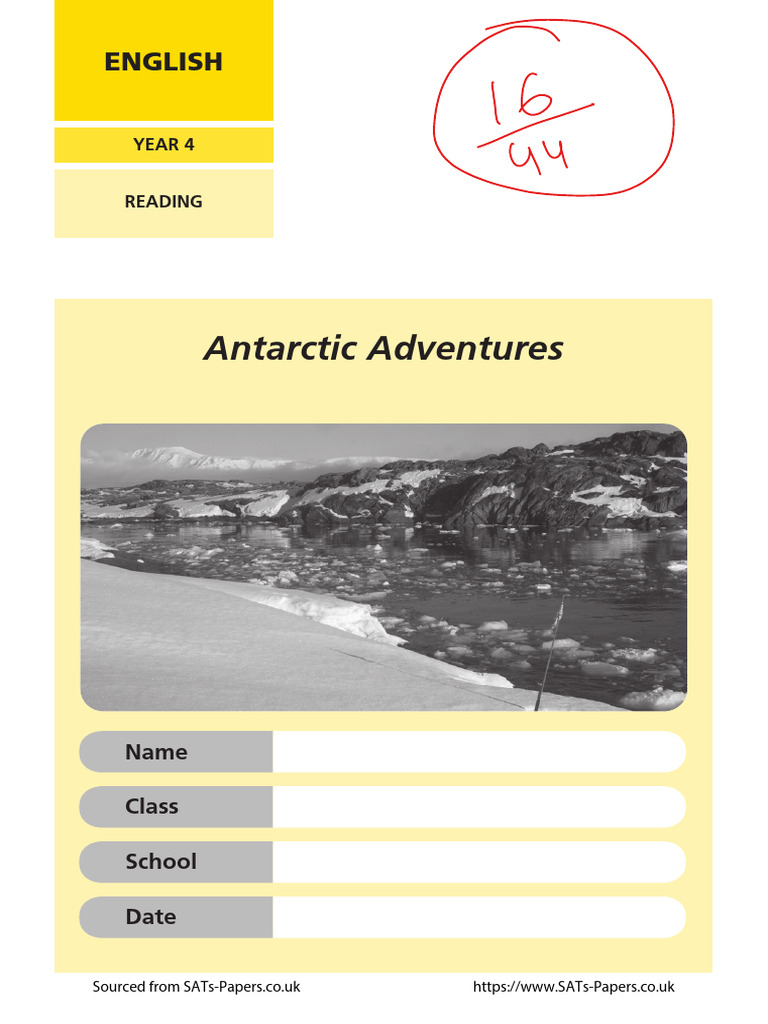 02 Year 4 Optional 2006 English Reading Answer Booklet | PDF | Antarctica | Roald Amundsen