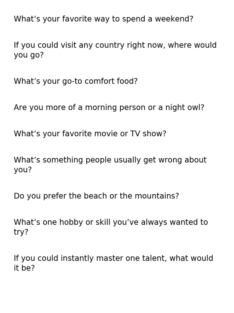 Icebreaker Questions | PDF