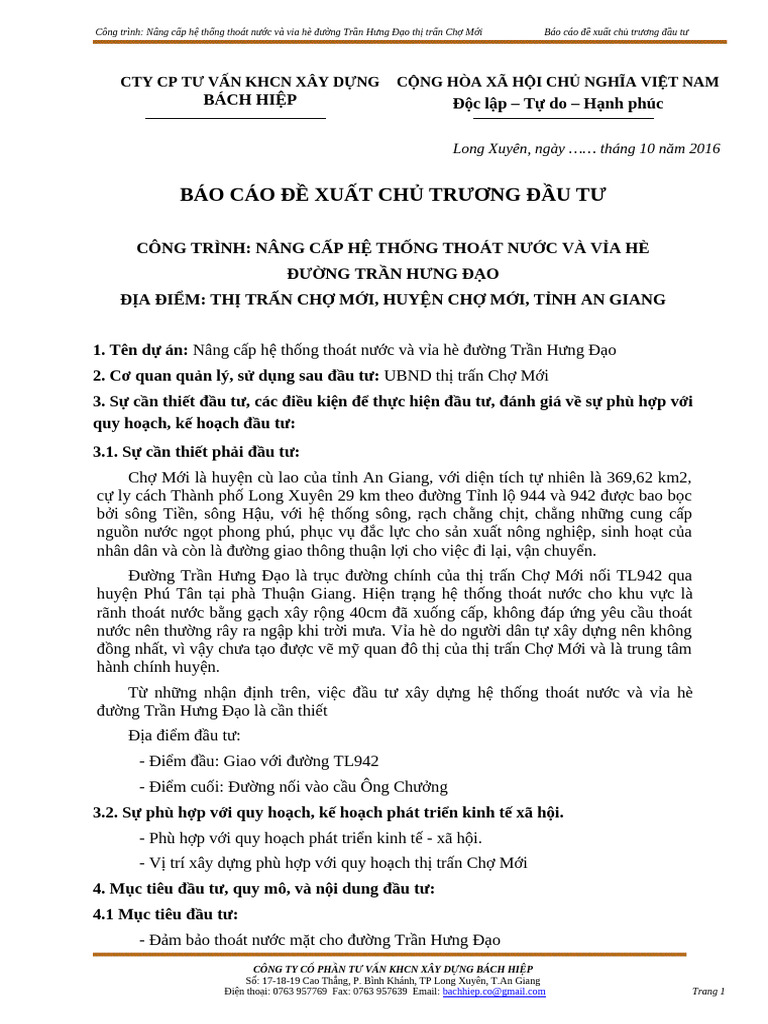 Bao Cao Chu Truong Dau Tư | PDF