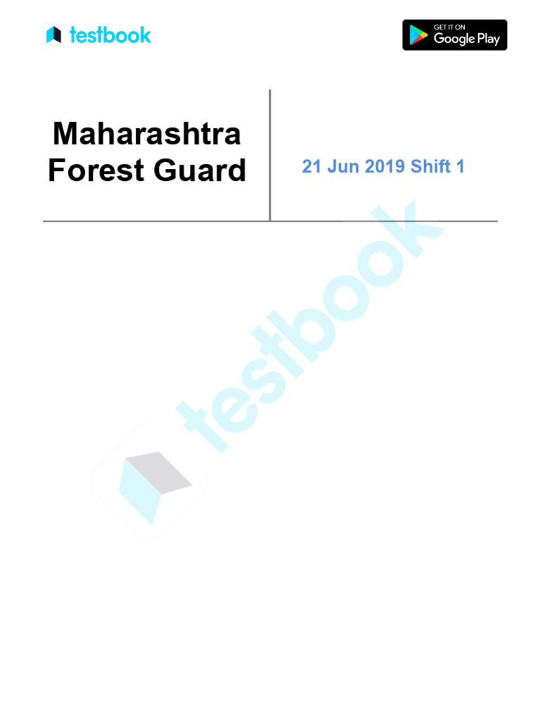 Maharashtra Forest Guard Official Paper (Held On - 21 Jun 2019 Shift 1 ...