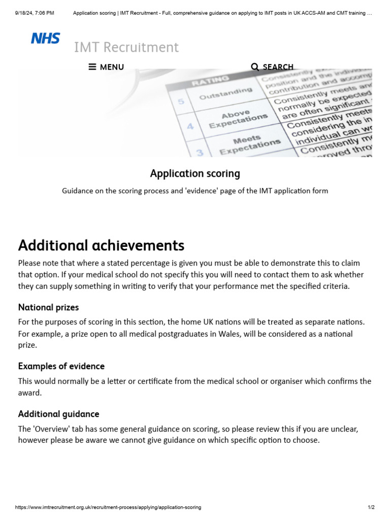 IMT Application Scoring Guidelines | PDF | Postgraduate Education ...