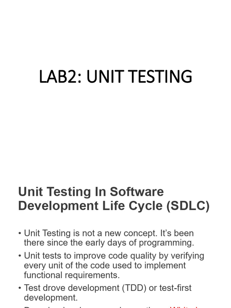 Lab2: Unit Testing | PDF | Unit Testing | Software Testing