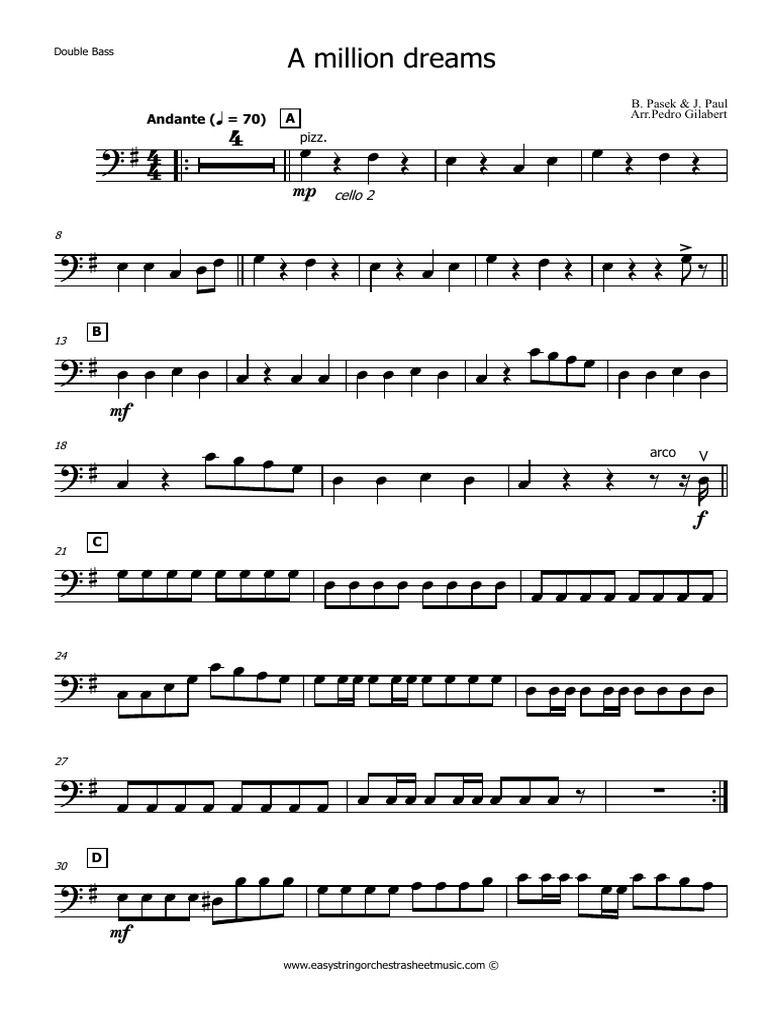 A Million Dreams Fullscore Extended-Double Bass | PDF