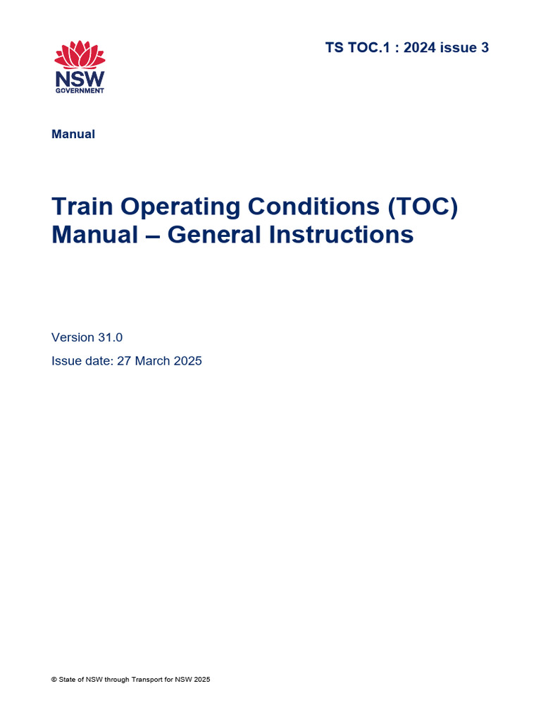 TS TOC 1 - 31.00 - Train Operating Conditions TOC Manual General Instructions | PDF | Train ...