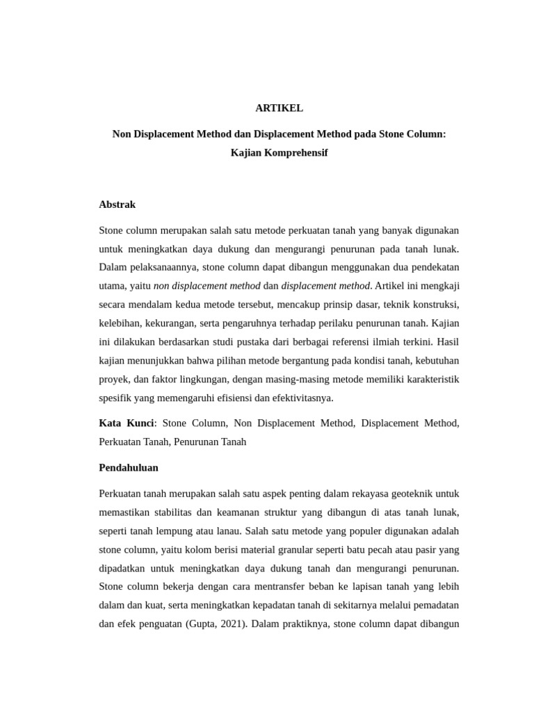 ARTIKEL Non Displacement Method Dan Displacement Method Pada Stone ...